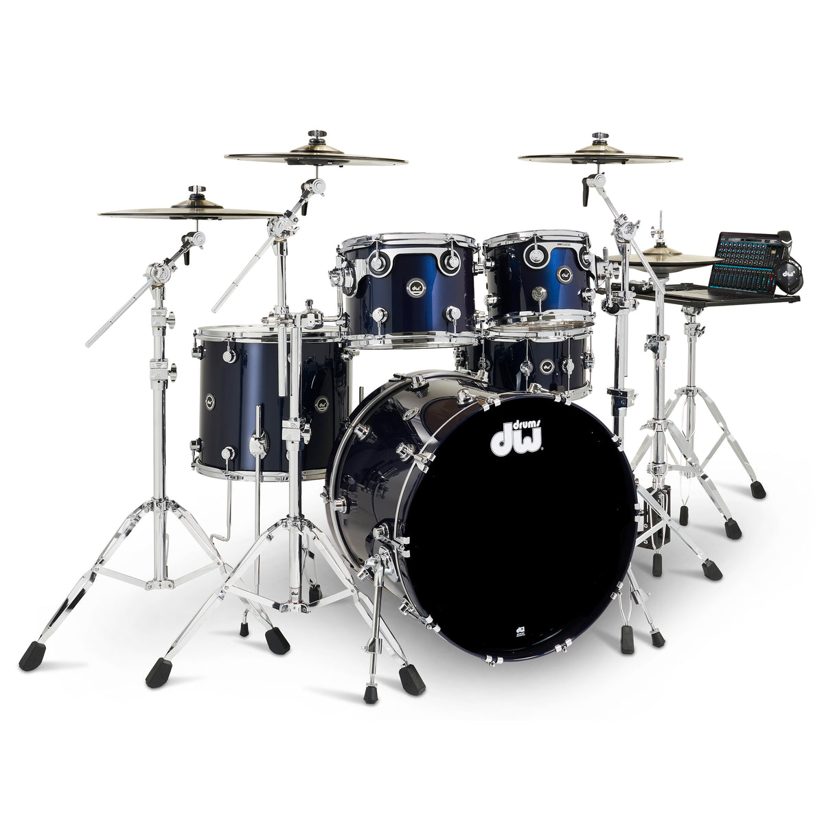 DWe 5pc Electronic Drum Package w/ Cymbals and Hardware - Midnight Blu ...