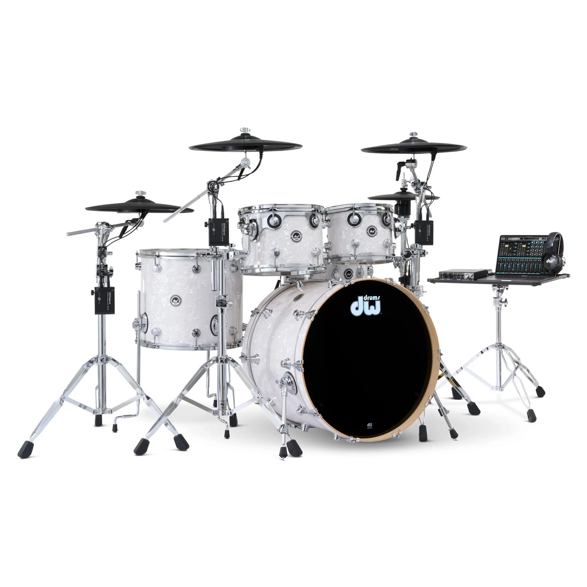 DWe 5PC Drum Kit with Roland Cymbals and DW 5000 Series Hardware - Whi ...